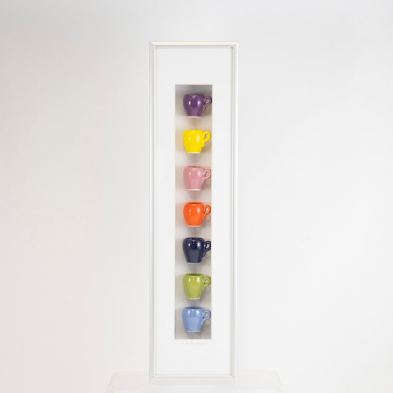 4x16 Vertical Shadowbox with Multicolor Mugs in a Silver Frame – PINCH
