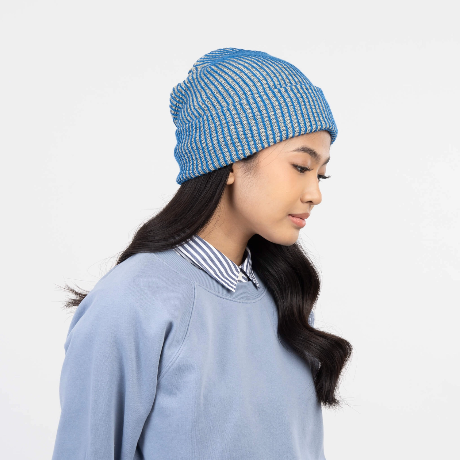 Simple Rib Knit Beanie in Cobalt Sand – PINCH